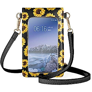 ZFRXIGN Sunflower Touch Screen Phone Purses with Shoulder Strap Womens Crossbody Bag Small Messenger Clutch Tote Handbag for Going Out Gifts