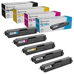 LD Products Compatible Toner Cartridge Replacements for Brother TN433 High Yield (2 Black, 1 Cyan, 1 Magenta, 1 Yellow, 5-Pack) for HL-L8260CDW, HL-L8360CDW, HL-L8360CDWT, MFC-L8610CDW, & MFC-L8900CDW