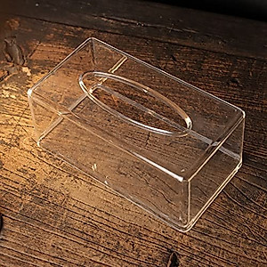 2 Pack Tissue Box Cover, Clear Tissue Box Holder, Acrylic Tissue Box, Clear Plastic Napkin Case for Bathroom, Kitchen,Home,Rectangle