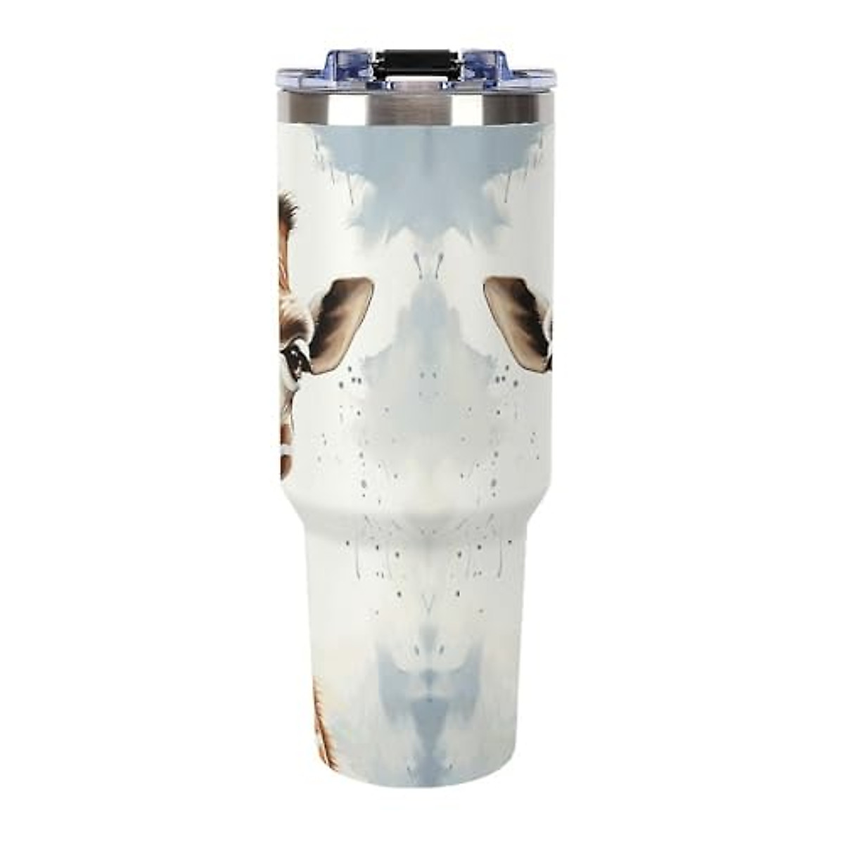 LLUTSNTH 40 Oz Vacuum Tumbler with Violet Handle Leakproof Insulated Tumbler Giraffe Stainless Steel Travel Mug with Lid And Straw Coffee Cup Cute Water Bottles Cup Holder Friendly