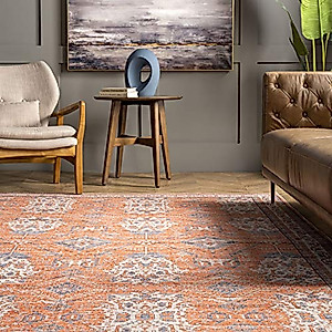 nuLOOM Sky Machine Washable Global Inspired Area Rug, 4' x 6', Rust