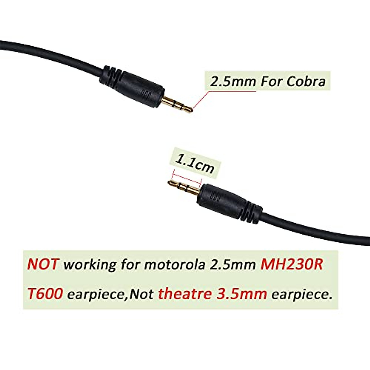 BVMAG Cobra Walkie Talkie Earpiece with Mic PTT 1 pin 2.5MM Microtalk Headset for Talkabout Two Way RadioCxt195 Cx112 PX655 ACXT1035r ACXT145 ACXT545 RX385 RX685 4 Pack