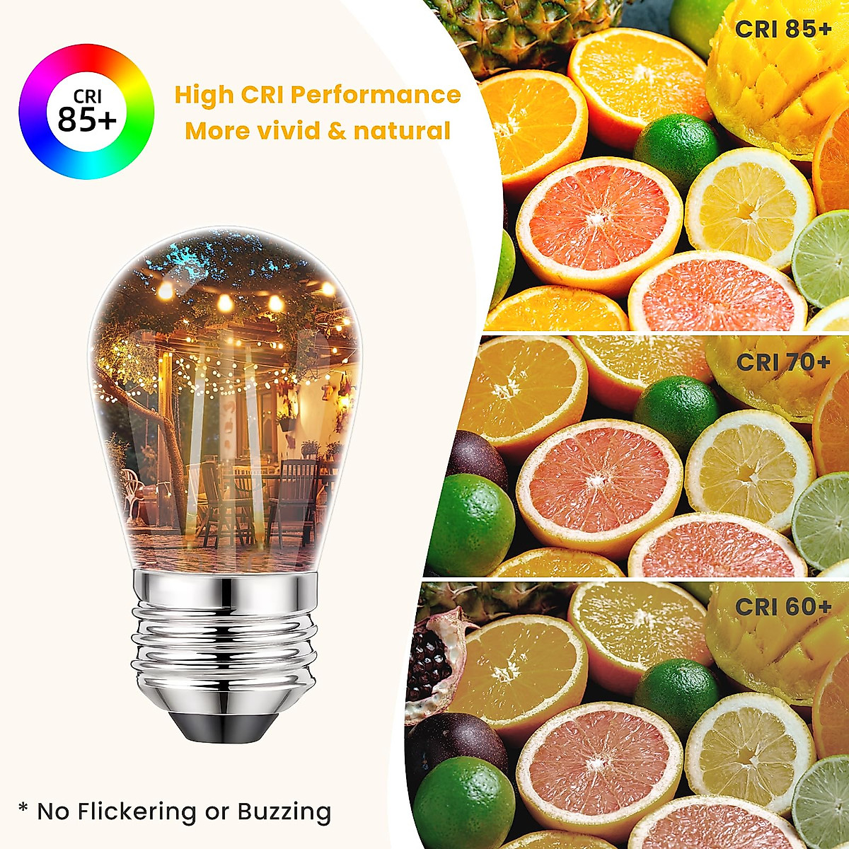 Svater 15 Pack 2W S14 Replacement LED Bulbs for Outdoor String Light, Dimmable Plastic Vintage Edison Bulb Lights, E26 Base,IP65 Waterproof, Warm White 2700K