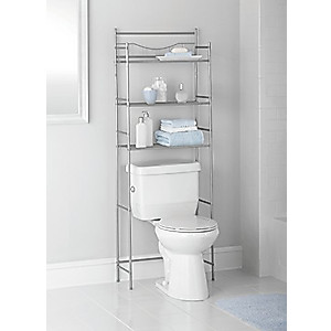 3-Shelf Over Toilet Bathroom Storage Organizer, Cabinet, Towel Rack, Bathroom Space Saver with 3 Shelves, Satin Nickel Finish
