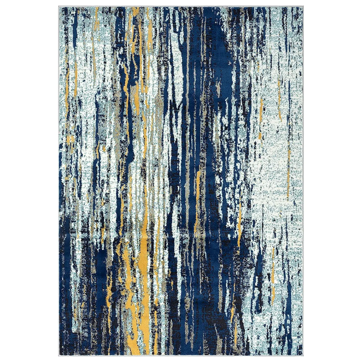 Abani Rugs Blue & Yellow Painted Pattern Area Rug w/Bold Design Rugs Modern 6' x 9' Accent Rug, Laguna Collection