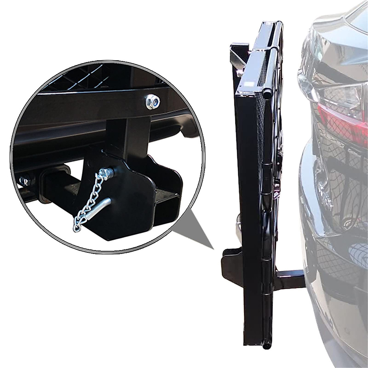 OKLEAD 500 Lbs Heavy Duty Hitch Mount Cargo Carrier 60" x 24" x 14.4" Folding Cargo Rack Rear Luggage Basket Fits 2" Receiver for Car SUV Camping Traveling