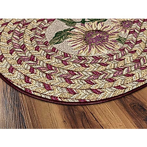 Brumlow Mills Sunflower Braided Pattern Rustic Floral Area Rug for Kitchen, Entryway, Bathroom Mat and Home Décor, 20" x 44"