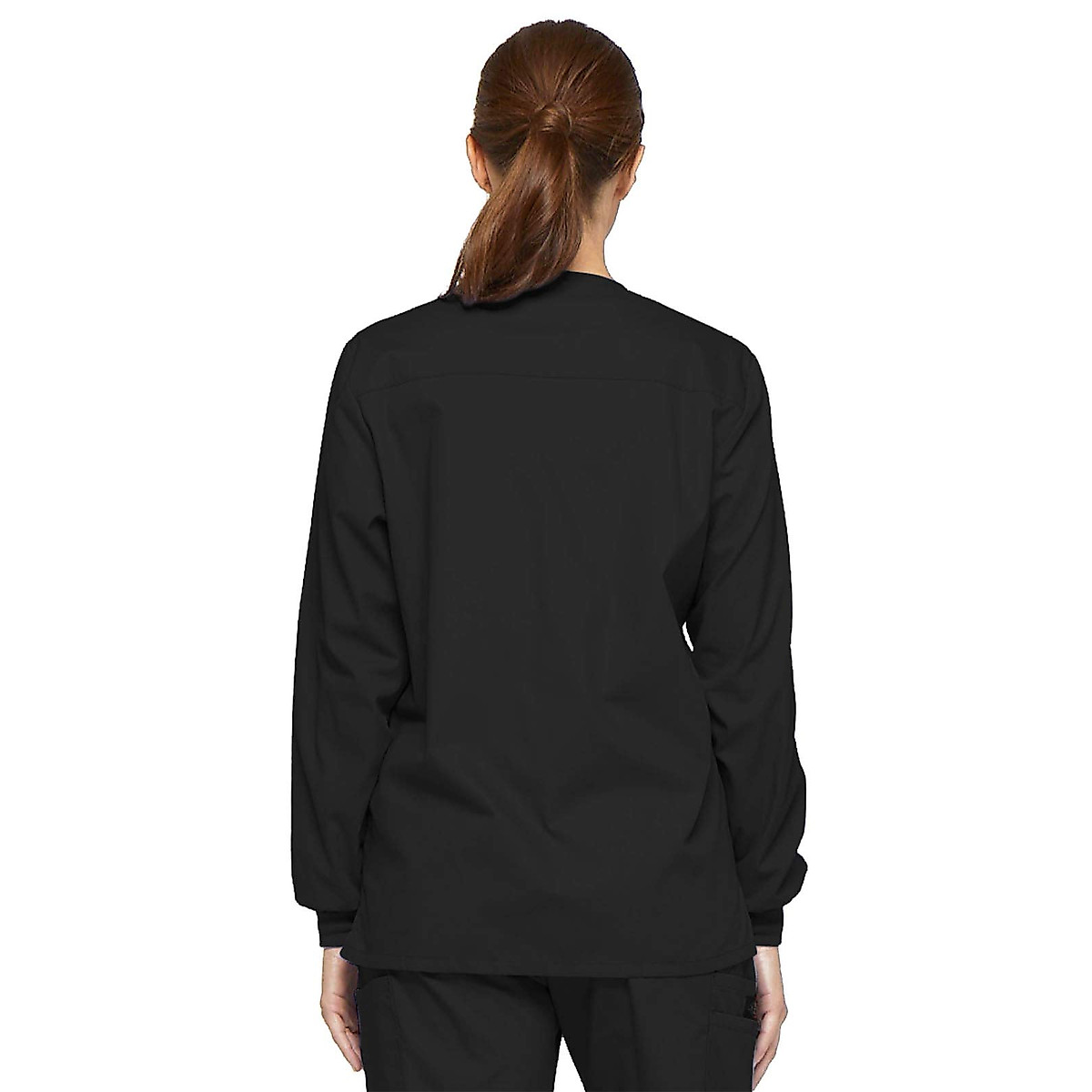 Dickies Women's Plus Size EDS Signature Scrubs Missy Fit Snap Front Warm-Up Jacket, Black, XX-Large