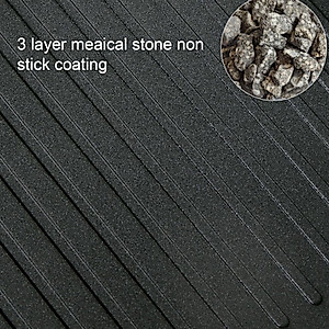 Shipenophy Grill Pan, Cast Aluminum Open Fire Heating Anti Scalding Handle Practical Uniform Heating Non Stick Multifunctional Grill Pan with Lid for Outdoor