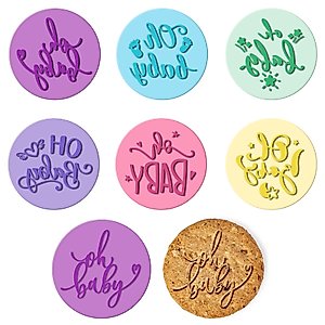 6 Pcs Baby Shower Fondant Embosser Cookie Stamps 3D Design Baby Shower Cookie Cutters Stamp for Party Decorating Fondant Icing Cupcake Cake(Baby)