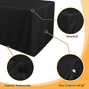 Obstal 2 Pack Black Tablecloth Fitted Table Clothes for 6 Foot Rectangle Tables - Water Resistant Washable Fabric Polyester Rectangle Table Cover for Outdoor/Indoor Uses（72L x 30W x 30H Inches, Black）