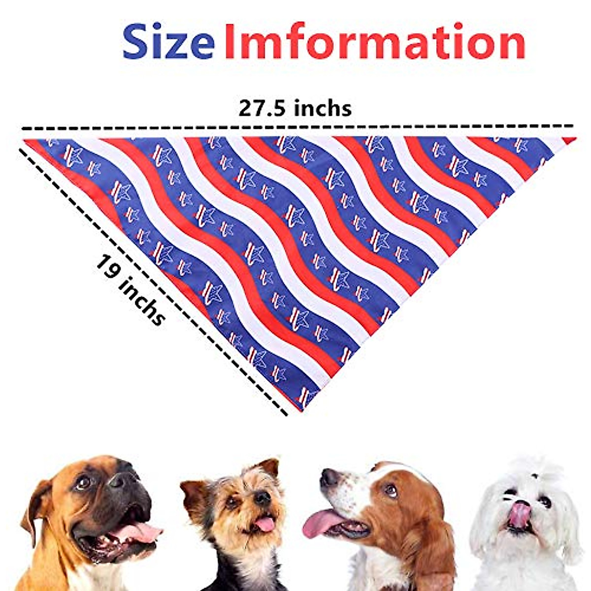 Yunison 5 Packs 4th of July Dog Bandanas Reversible Scarfts American Flag Independence Day Fireworks Pet Scarfs, Cat Bandanas for Small Medium Large Pets