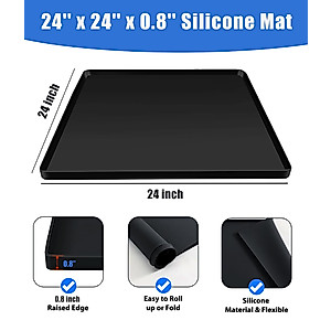 Mini Fridge Mat, 24''x24'' X0.8'' Mini Fridge Drip Trays Mat for Carpet Floor, Under Refrigerator Mat AC Conditioner Drip Pan, Silicone Mat for Refrigerators, Washing Machines, Dryers, Wine Coolers