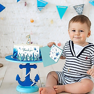 JarThenaAMCS 24 Set Under the Sea Thank You Cards with Envelopes and Stickers Blue Seaweed Sea Turtles Fish Greeting Cards for Birthday Wedding Baby Shower, 4 x 6 Inch