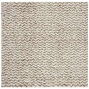 SAFAVIEH Hudson Shag Collection 7' Square Ivory/Grey SGH330A Chevron Non-Shedding Living Room Bedroom Dining Room Entryway Plush 2-inch Thick Area Rug