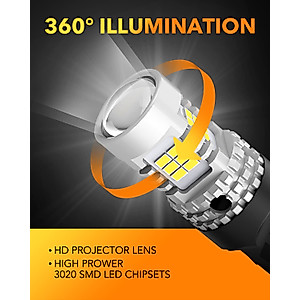 OXILAM Upgraded 7440 7443 LED Bulbs White for Reverse Lights, 4000LM 600% Brighter, 7441 7444 T20 W21W LED Lamps Replacement for Backup Tail Brake Turn Signal Parking Lights and DRL (Pack of 2)