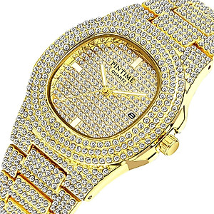 Luxury Unisex Watch Crystal Diamond Watches Big Face Women's Men's Quartz Watch Gold Color Silver Color Rose Gold Color Stainless Steel Wrist Watch (Gold)