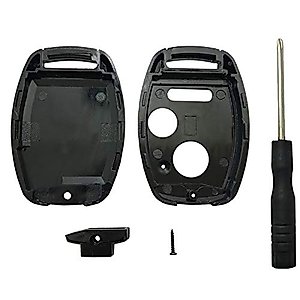 Horande Replacement Key Fob Cover Case fits for 2006 2007 2008 2009 2010 2011 Honda Accord Civic CRV Pilot Ridgeline Odyssey Keyless Entry Remote Key Fob Shell 2+1 Button (Black)