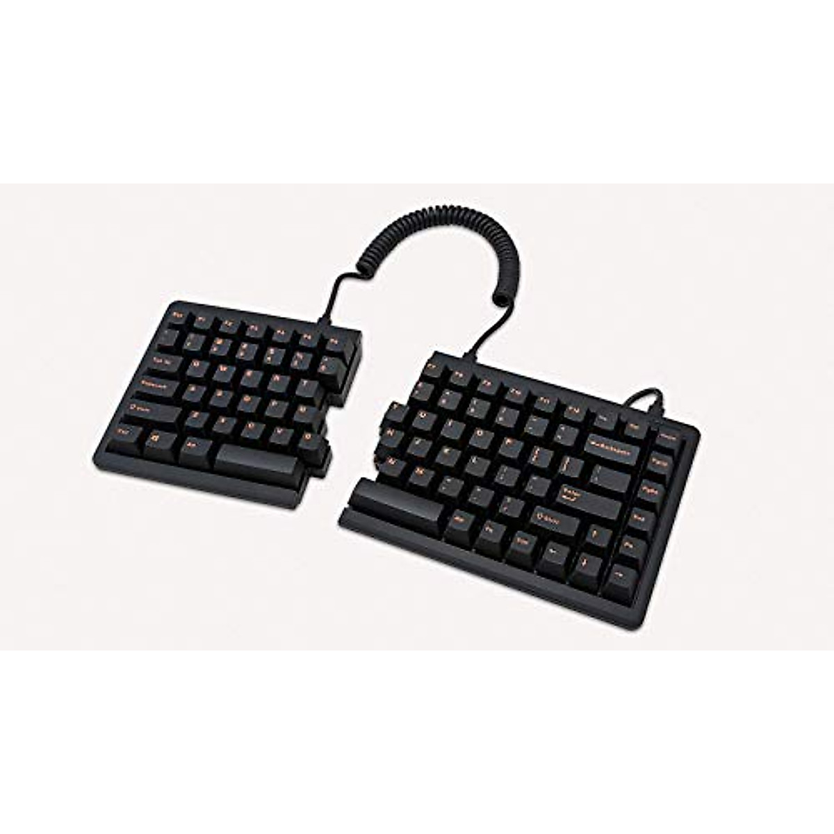 Mistel BAROCCO MD770 TKL Split Mechanical Keyboard with Cherry MX Blue Switch, Ergonomic Keyboard with Orange Letter PBT Double Shot Keycaps for Windows and Mac, Programmable Macro Support, ANSI/US