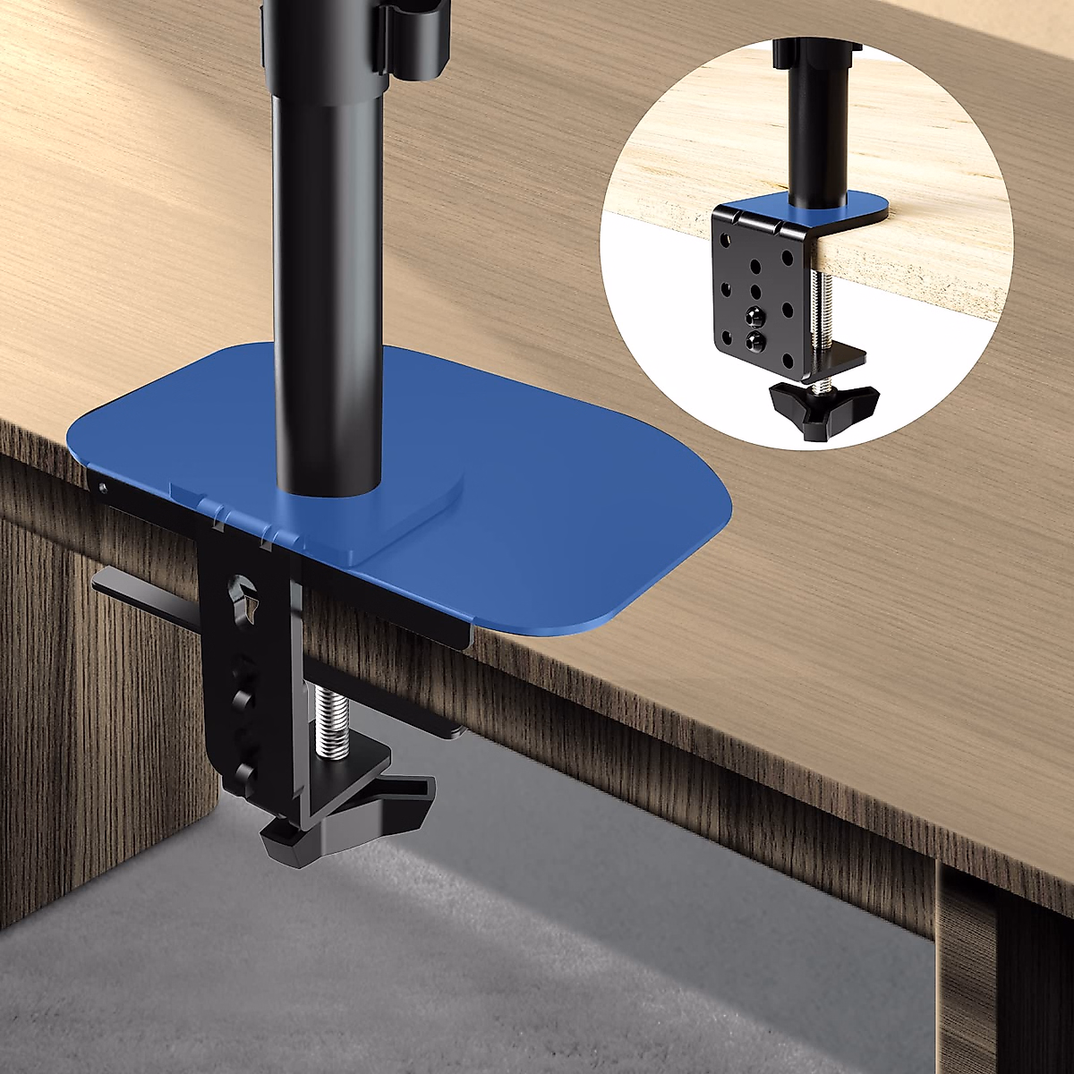 Monitor Mount Reinforcement Plate, Monitor Mount for Glass Desk, Steel Bracket Plate for Thin, Glass and Other Fragile Tabletop, fits Most Monitor Stand Grommet C Clamp Installation Hole Reinforcement