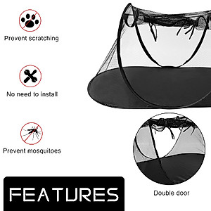 Cat Tent Outdoor, Realife Two Doors Pet Enclosure Pop Up Tent, Indoor Pet Tent Playpens for Cats and Small Animals in Deck, Yard, Patio, Park, Portable Exercise Tent with Carry Bag (Black)