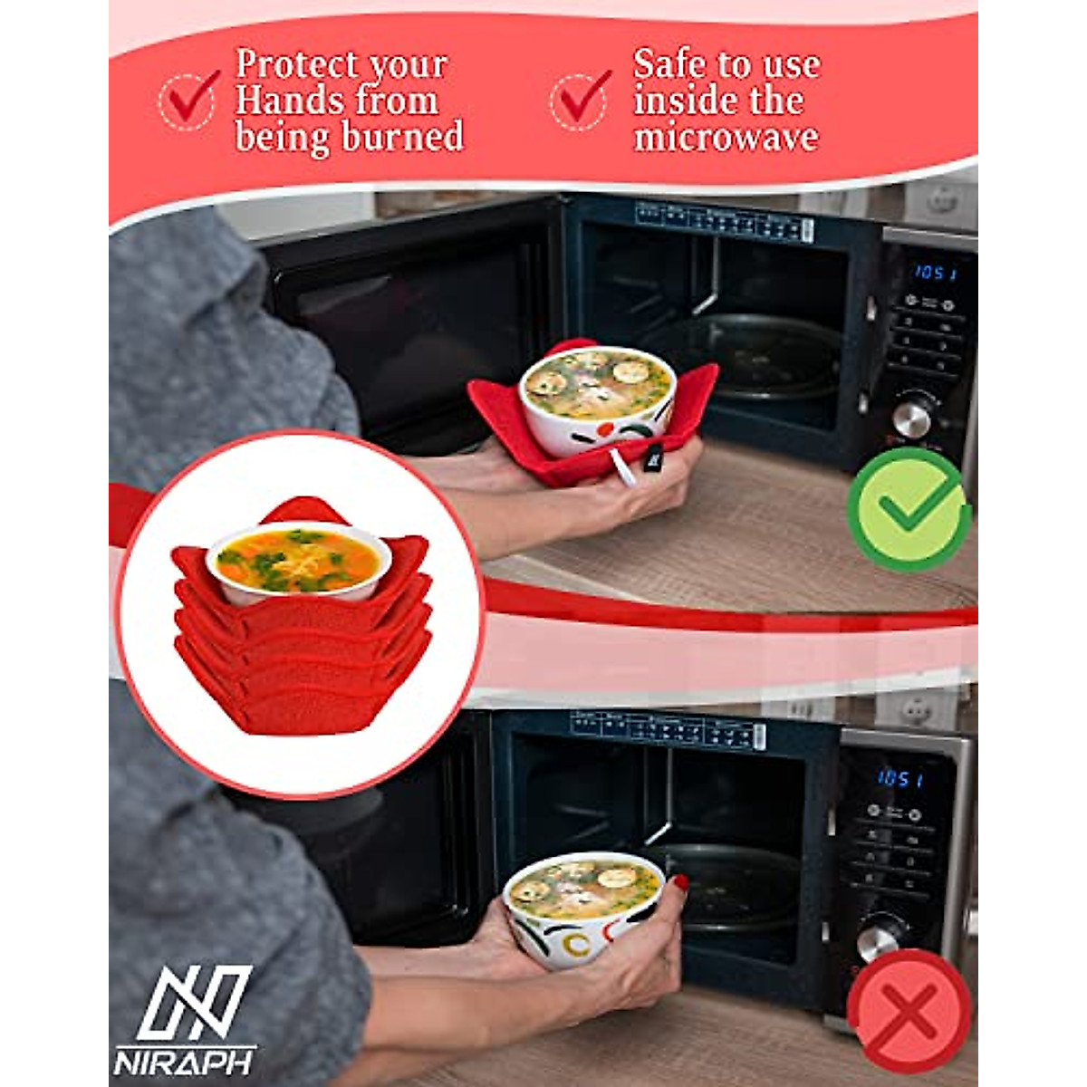 Hot Bowl Holders Microwave Safe - Microwave Bowl Holders - Pot Holders Soup Bowl Cozy -Bowl Potholders for Microwave Holder - Multipurpose Microwave Safe Bowl Holders for Hot Food - Plate Cozies