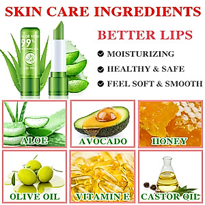 WYBLZPXZ 3 Pack Aloe Vera Lipstick,Long Wear Nutritious Lip Stick,Magic Temp Color Changing Lip Gloss,Lipstick,Moisturizing,Waterproof Matte Lip Balm Makeup