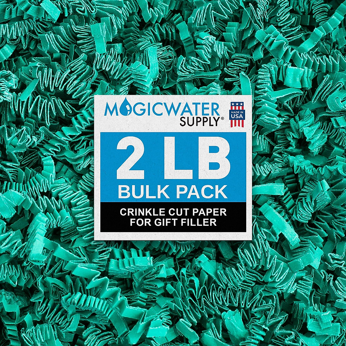 MagicWater Supply Crinkle Cut Paper Shred Filler (2 LB) for Gift Wrapping & Basket Filling - Teal