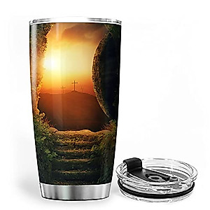 ZOXIX Christian Tumbler With Lid Stainless Steel Coffee Mug I Will Cherish The Old Rugged Cross Resurrection Of Jesus Inspirational Travel Cup Spiritual Gifts For Women Birthday
