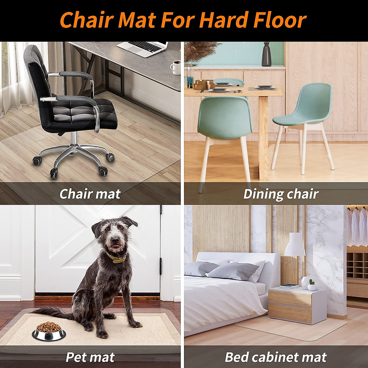 Office Chair Mat for Hardwood Floor - 36"x48" Floor Protector Mat for Rolling Chair, Clear Computer Desk Chair Mat for Hard Floor Use - Double Sided Texture, Easy Glide and Flat Without Curling