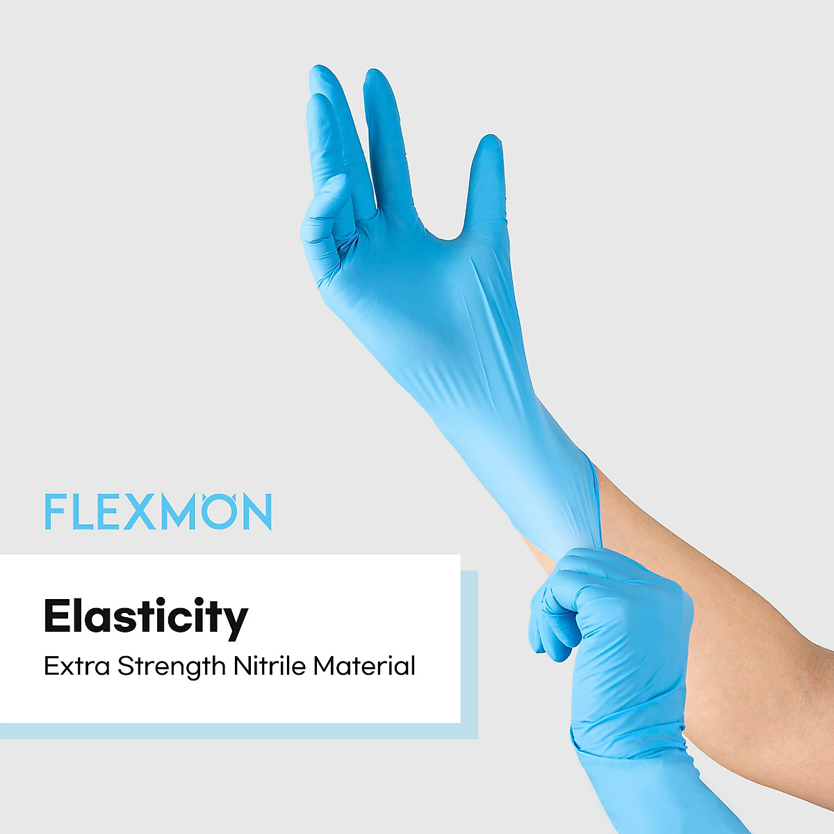 FLEXMON Nitrile Exam Gloves,100 Count, Single Use, 4.2 Mil Heavy, Sterile, Protective, Medical Exam Gloves, Disposable, Food, Latex Free, Cooking, Blue, Safe, Cleaning & More (X-Small)