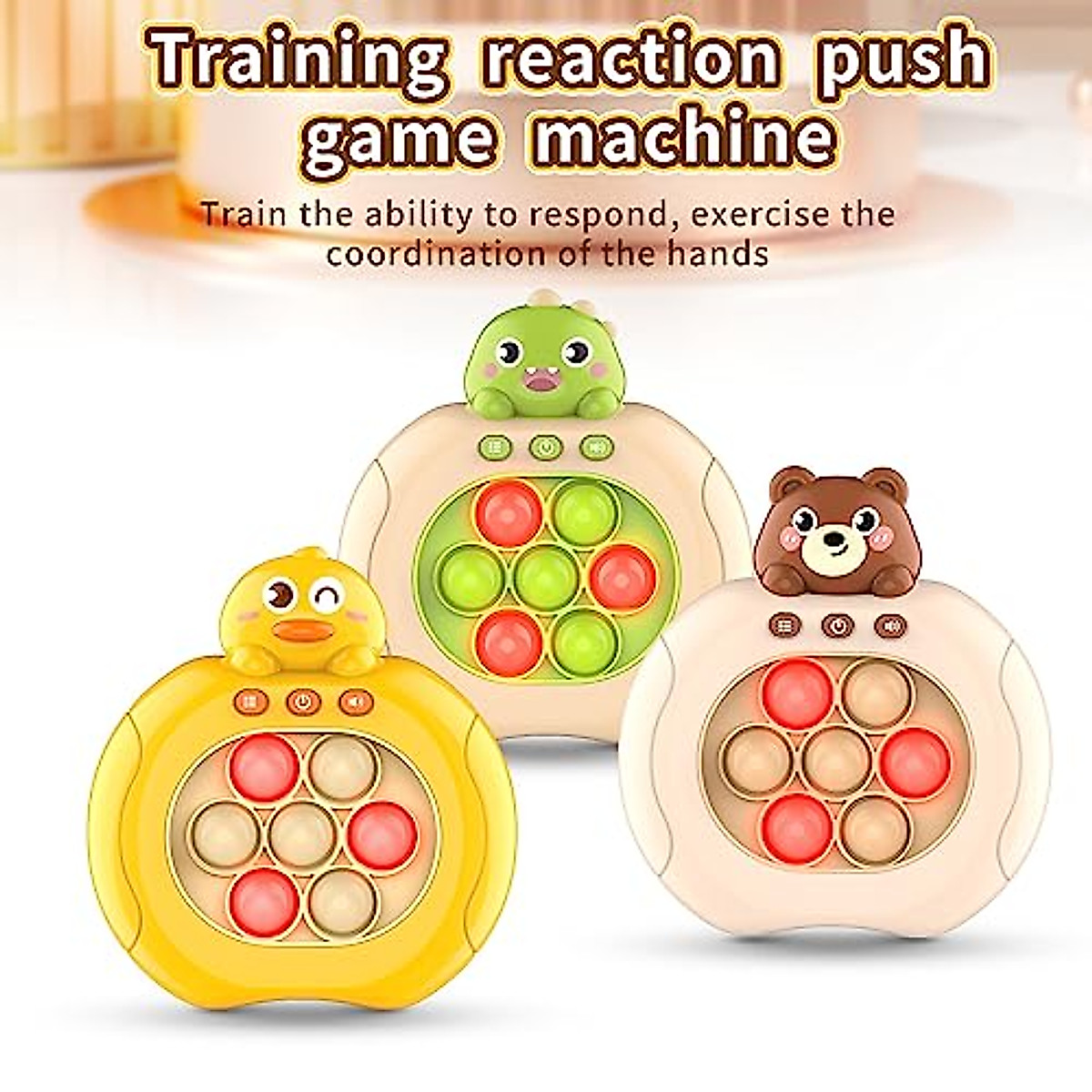 Quick Push Game Console , Electronic Fidget Light-up Sensory Games Travel Handheld Game Bubble Birthday Gifts for Age 5 6 7 8 9 10-12 Year Old Girl Boys (Yellow Duck)