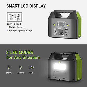 EnginStar Portable Power Station 150W 155Wh,40W Solar Panel, Power Bank with 110V AC Outlet, Foldable Solar Panel for Portable Power Station, 6 Outputs External Battery Pack with LED Light,QC3.0 USB