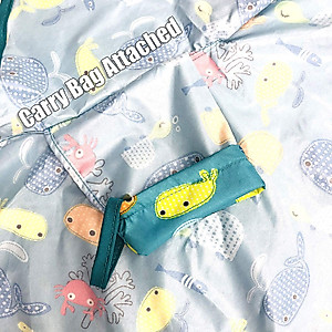 HIVVI Long Sleeve Baby Bib, Attaches to Highchair, Waterproof & Portable (Blue Seaworld)