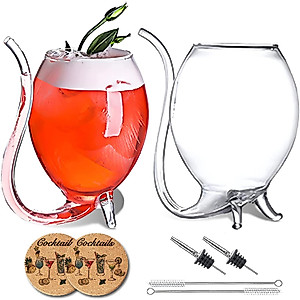 USEEKRIL Vampire Wine Glass Set of 2 Creative Cocktail Glass 11oz with Drinking Tube Straw Novelty Glass Decanter Cups Mugs for Wine Champagne Juice Home Bar Party Club Glassware Barware Tools Gift