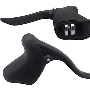 catazer Bicycle Brake Lever,1 Pair Universal Aluminum Alloy Concealed Comfort Road Bike Brake Levers Aero Levers with Rubber Hood for 22.2-23.8mm Handlebar 265g/Pair