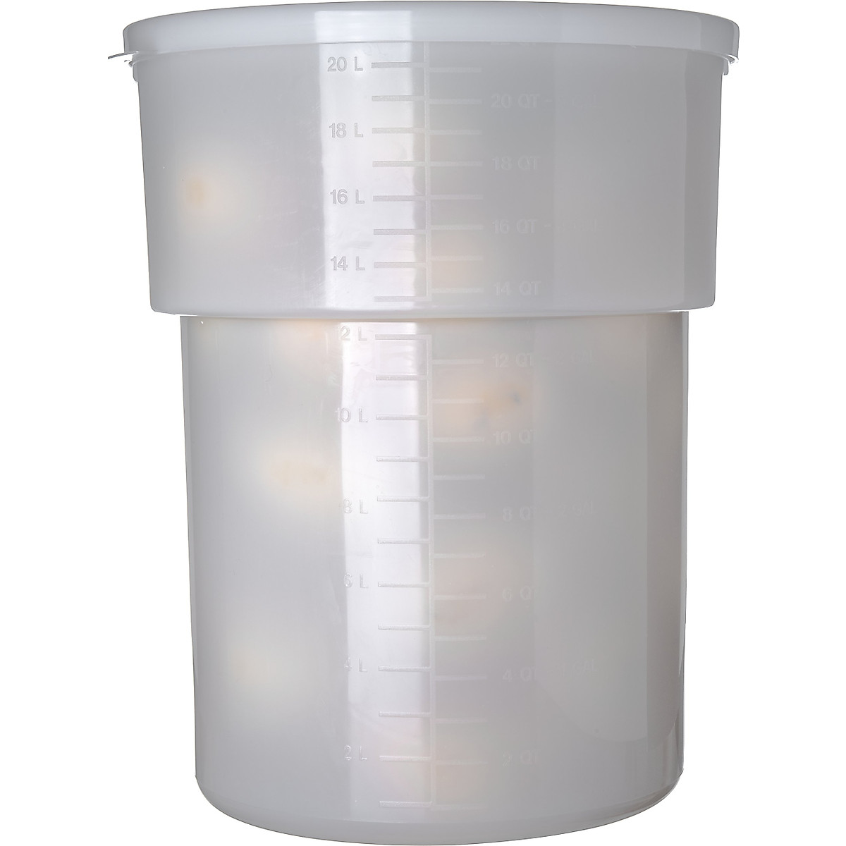 Carlisle FoodService Products Bain Marie Round Food Storage Container with Stackable Design for Catering, Kitchen, Restaurant, Plastic, 22 Quarts, White, (Pack of 6)