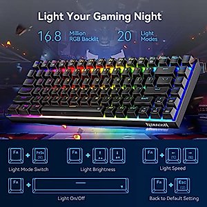 Mechanical Keyboard, Full RGB 75% Gaming Keyboard with Red Switches, Macro Editor Wired Keyboard 84 Keys for Windows Mac PC Laptop Tablet, K629-RGB