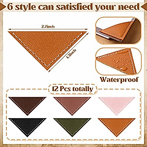 12 Pcs Leather Corner Bookmarks for Women Book Lovers Gifts Corner Page Book Marks Book Accessories for Reading Lover Cute Handmade Book Reading Gift for Book Lovers Felt Triangle Bookmark for Bible