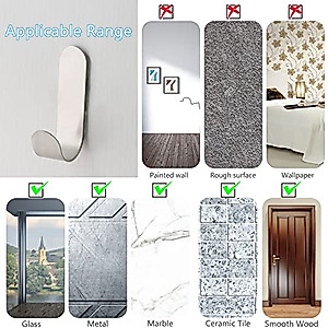 Zorveiio 24 Pcs Self Adhesive Hooks Heavy Duty, 304 Stainless Steel Hooks Razor Holder Wall Hooks Bath Towel Hook Hanging Hooks for Towels Robe Coat Hats Shower Bathroom Kitchen - Brushed Nickel