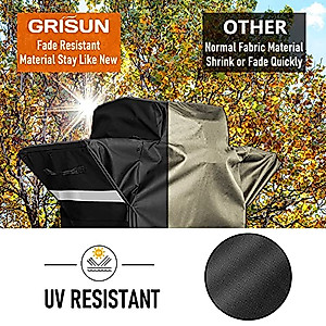 Grisun Grill Cover for Char Broil TRU Infrared Patio Bistro Electric Grill with Side Shelves 17602047, 17602048, 17602066 Heavy Duty BBQ Grill Cover with Grill Brush
