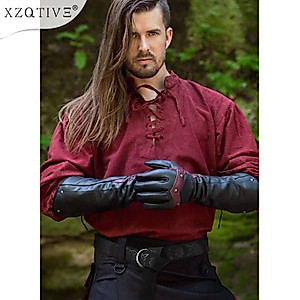 XZQTIVE Medieval Vintage Belt for Men Embossed Leather Renaissance Knight Belt O Ring Costume Belts