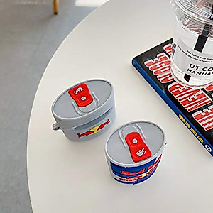 Ultra Thick Soft Silicone Case Cover for Apple AirPods 1 2 1st 2nd Generation with Keychain Energy Drink Can Shaped 3D Cartoon Cute Fun Funny Cool Unique Creative Women Teens Girls Men Guys