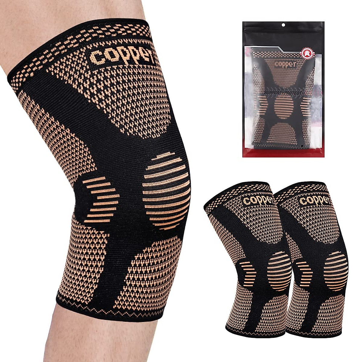SHIFROTC 2-Pack Knee Compression Sleeves for Pain Relief & Support During Sports & Weightlifting - Non-Slip Braces for Men & Women, Perfect for ACL, Arthritis & Injuries