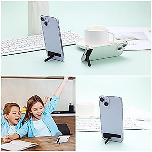 SAVITA 2pcs Phone Kickstand Metal, Thin Metal Phone Stand Stick on with Adjustable Adhesive Horizontal/Vertical Desk Stand Accessories for Cell Phone Case Vertical and Horizontal Stand (Black)