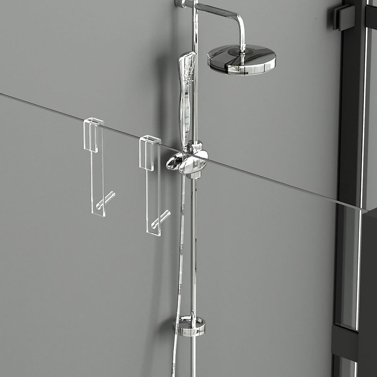 C-LARSS Acrylic Hook No Drill Heavy Duty Strong Load Bearing Glass Shower Door Hanger Bathroom Frameless Glass Shower Door Acrylic Hook Transparent