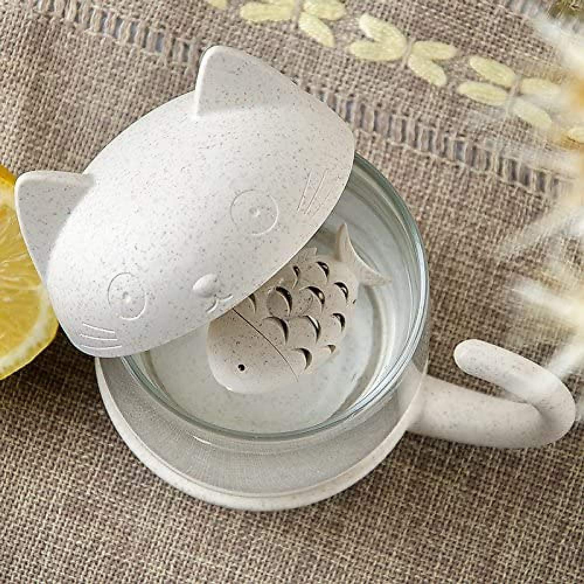 Glass Dog Tea Cup Mug Water Bottle-with Fish Tea Filter Infusion Filter 250ml 12.5X8.6X11.9cm