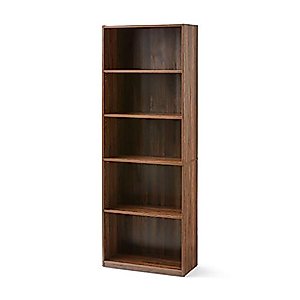 Mainstay Orion Wide 5-Shelf Bookcase, Canyon Walnut