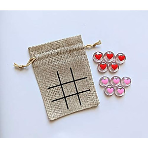 Valentine's Day Gift for Kids - Tic Tac Toe Game - Non Candy Treat - Class Gift (Pink & Red Hearts)
