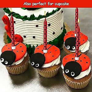 12Pcs Ladybug Themed Birthday Candles Cake Cupcake Ladybird Toppers Candles for Kids Girls Boys Party Decorations Supplies Baby Shower Celebration